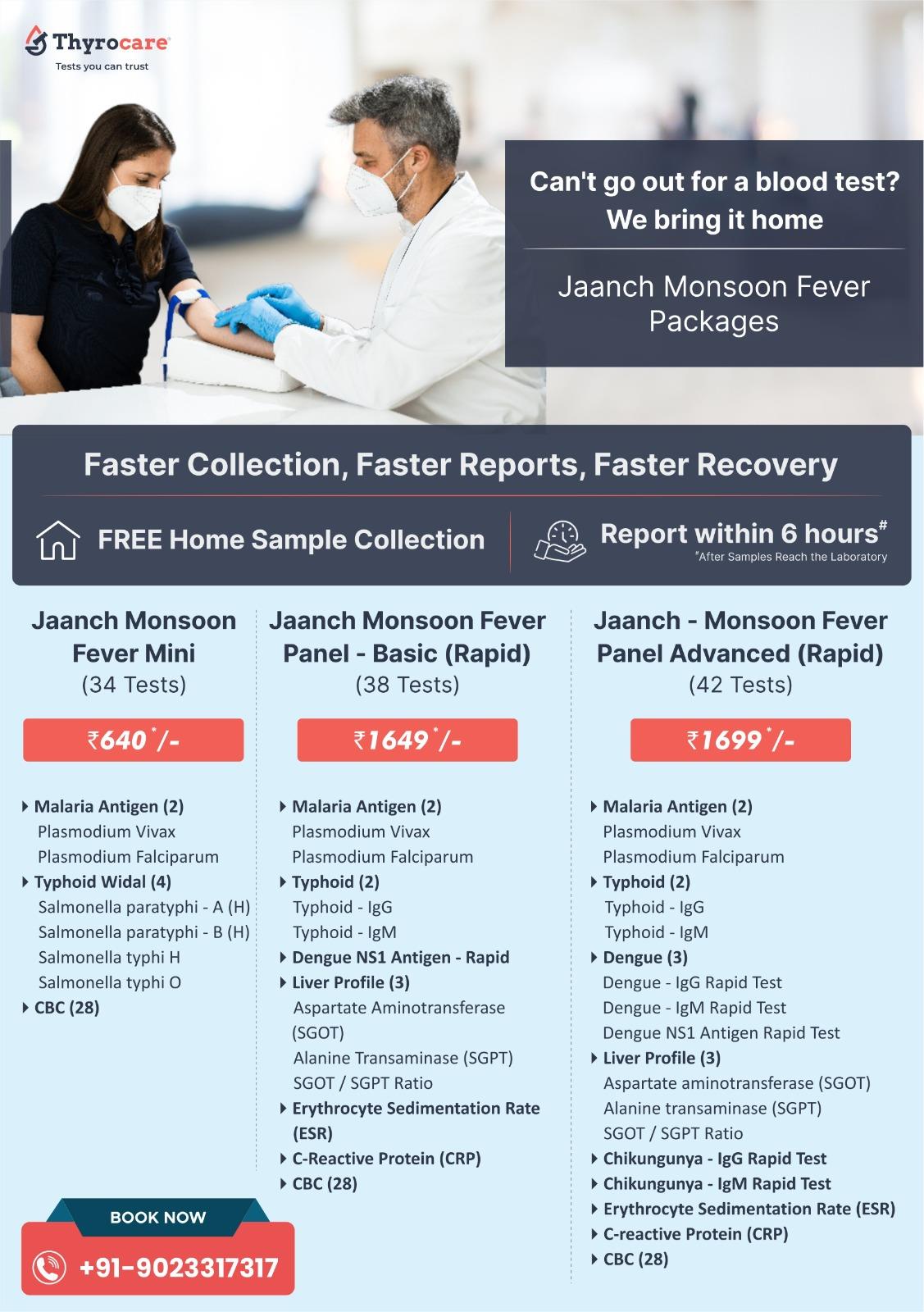 Thyrocare Jaanch - Monsoon Fever Panel Advanced (Rapid) | 42 Tests @ Rs ...